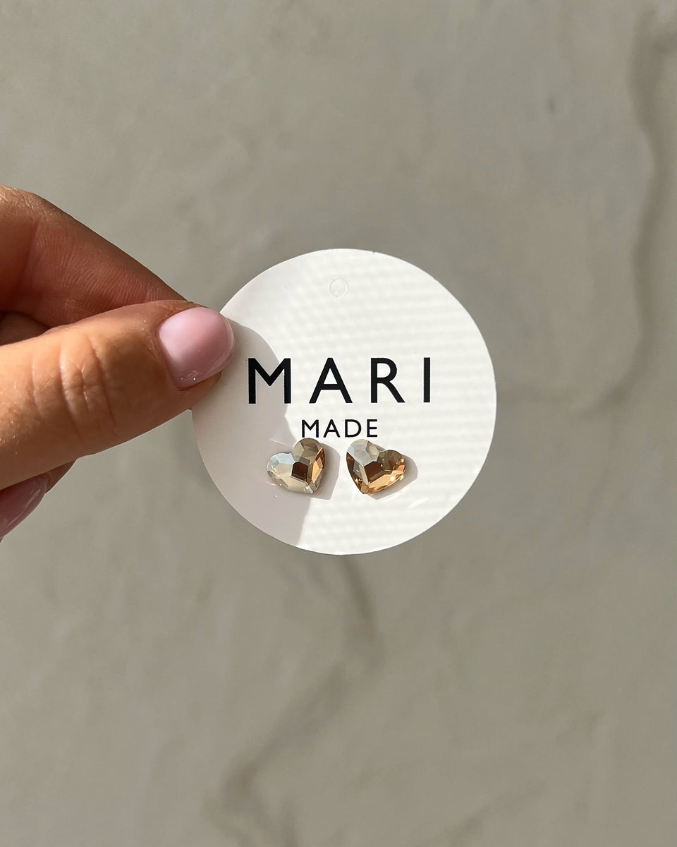 Auskarai auksinės swarovski širdutės – Mari made