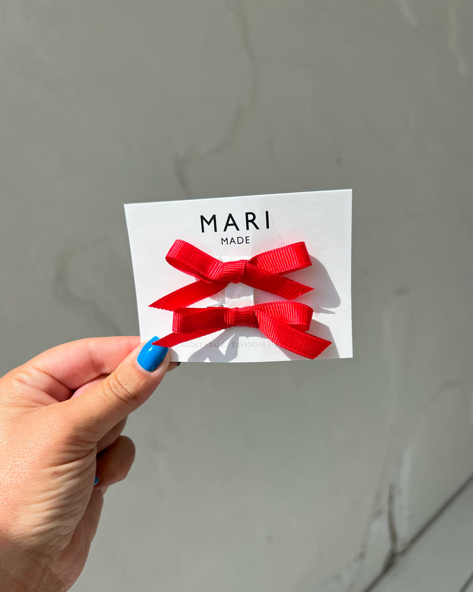 Raudoni 2 mini kaspinėliai – Mari made