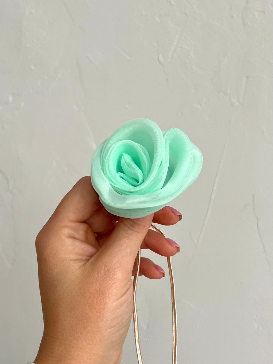2in1 mini gėlė sagė / kaklo aksesuaras "Turquoise" – Mari made